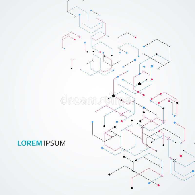 Geometric Hexagon Connect with Connected Line and Dots. Simple ...