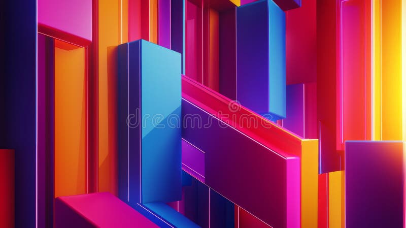 Abstract Geometric Background with Colorful Glossy Rectangular Shapes ...