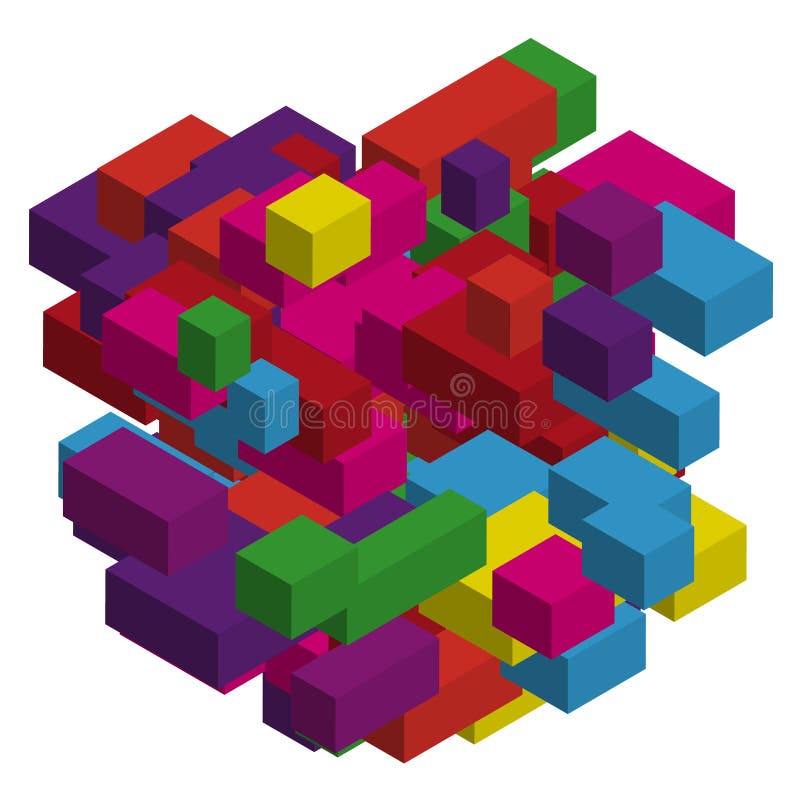 Abstract Geometric Background with Colorful Isometric Rectangles and ...