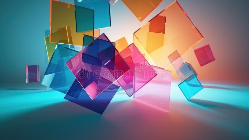 Abstract Geometric Background, Colorful Translucent Glass Shapes ...