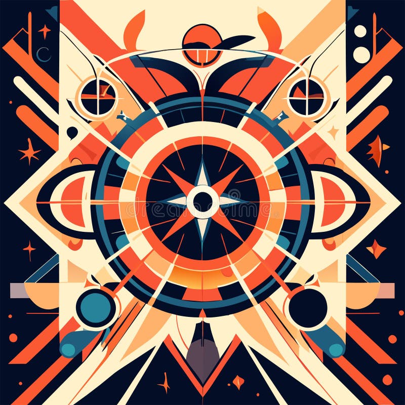 Abstract Geometric Background With A Compass Vector Illustration In A Flat Style Stock Vector