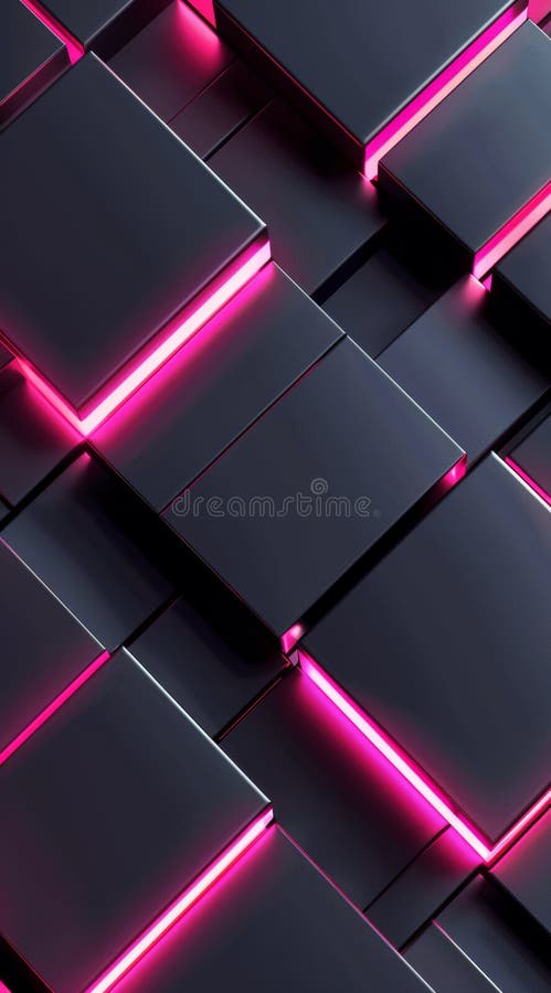 Abstract Geometric Background with Dark Blocks and Neon Pink Lighting ...