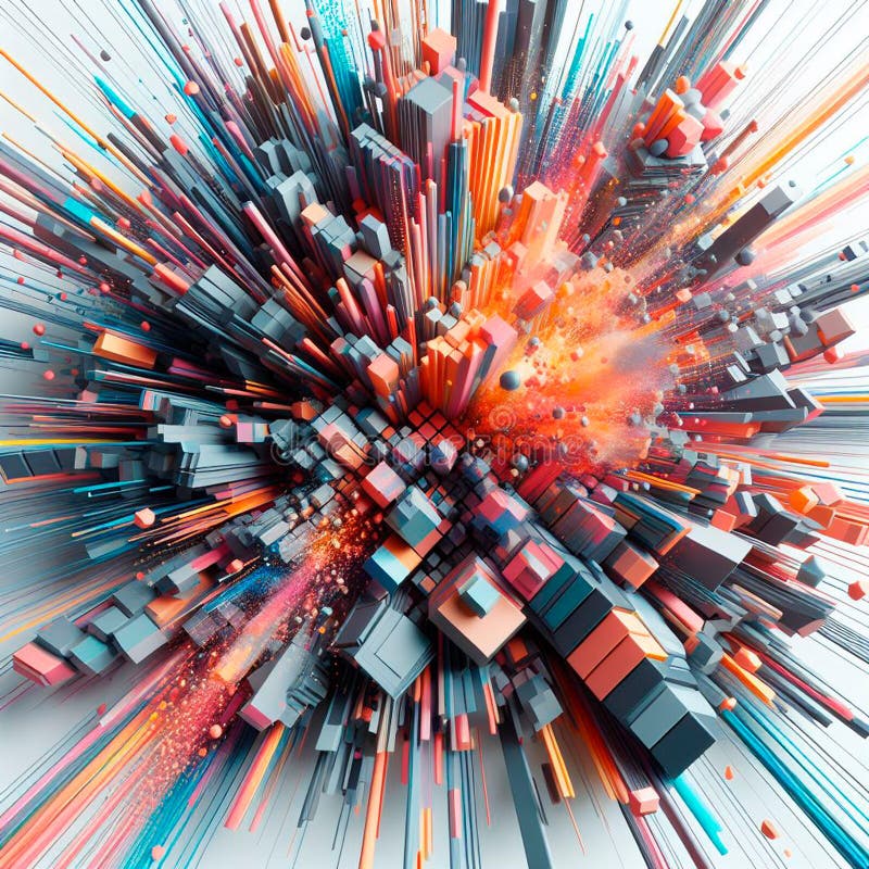 Abstract Geometric Background, Explosion Power Design with Crushing ...