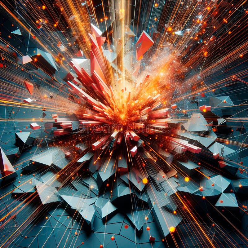 Abstract Geometric Background, Explosion Power Design with Crushing ...