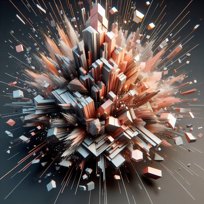 Abstract Geometric Background, Explosion Power Design with Crushing ...