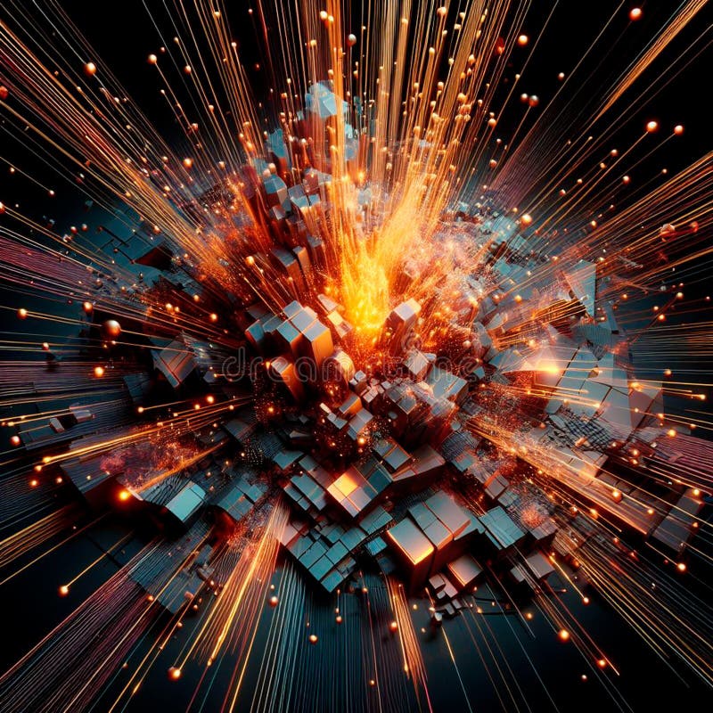 Abstract Geometric Background, Explosion Power Design with Crushing ...