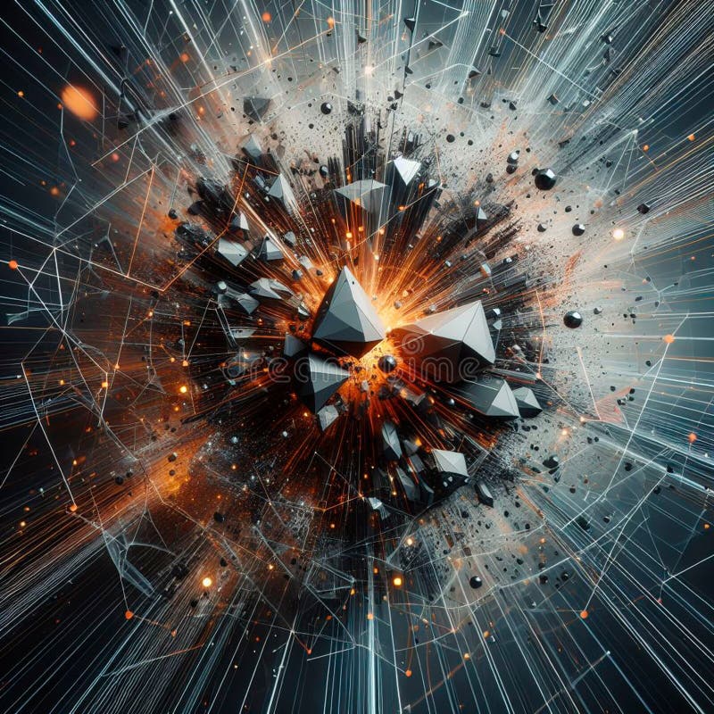 Abstract Geometric Background, Explosion Power Design with Crushing ...
