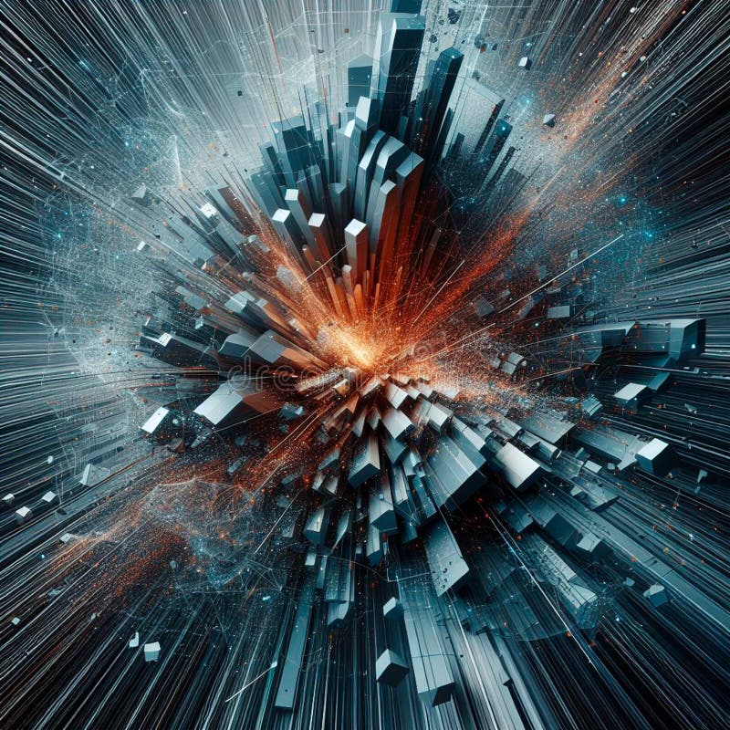 Abstract Geometric Background, Explosion Power Design with Crushing ...