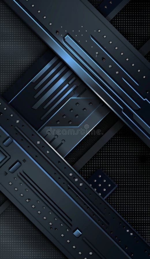 Abstract Dark Geometric Tech Background with Arrows and Perforated ...