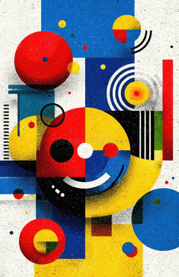 Abstract Geometric Background Featuring Interlocking Shapes and Primary ...