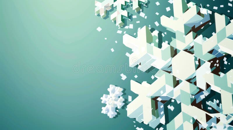 Abstract Geometric Background with Floating 3D Cubes in a Pastel Green ...