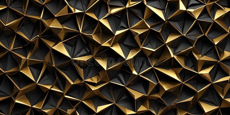 Abstract Geometric Background with Gold and Black Triangles for Design ...