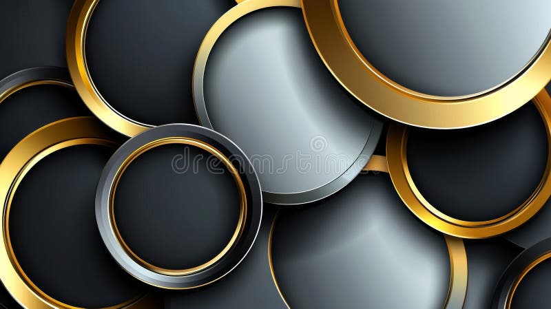 Abstract Geometric Background with Golden and Grey Circles for ...