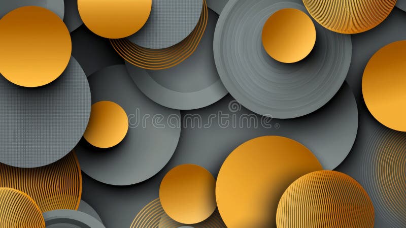 Abstract Geometric Background with Golden and Grey Circles for ...