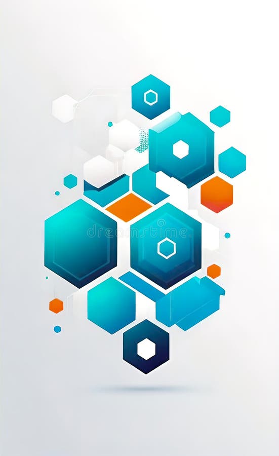 Abstract Geometric Background with Hexagons in a Random Pattern ...