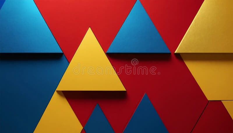 Abstract Geometric Background: Red, Yellow, and Blue Triangles Stock ...