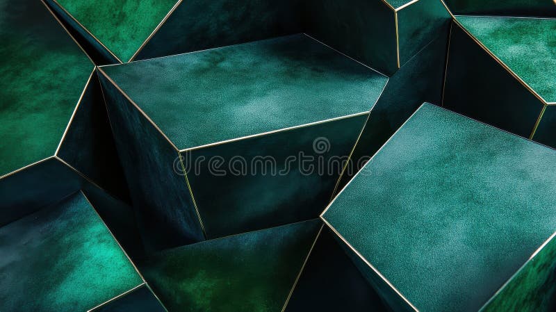 Abstract Geometric Background with Interlocking Green Cubes Stock Image ...