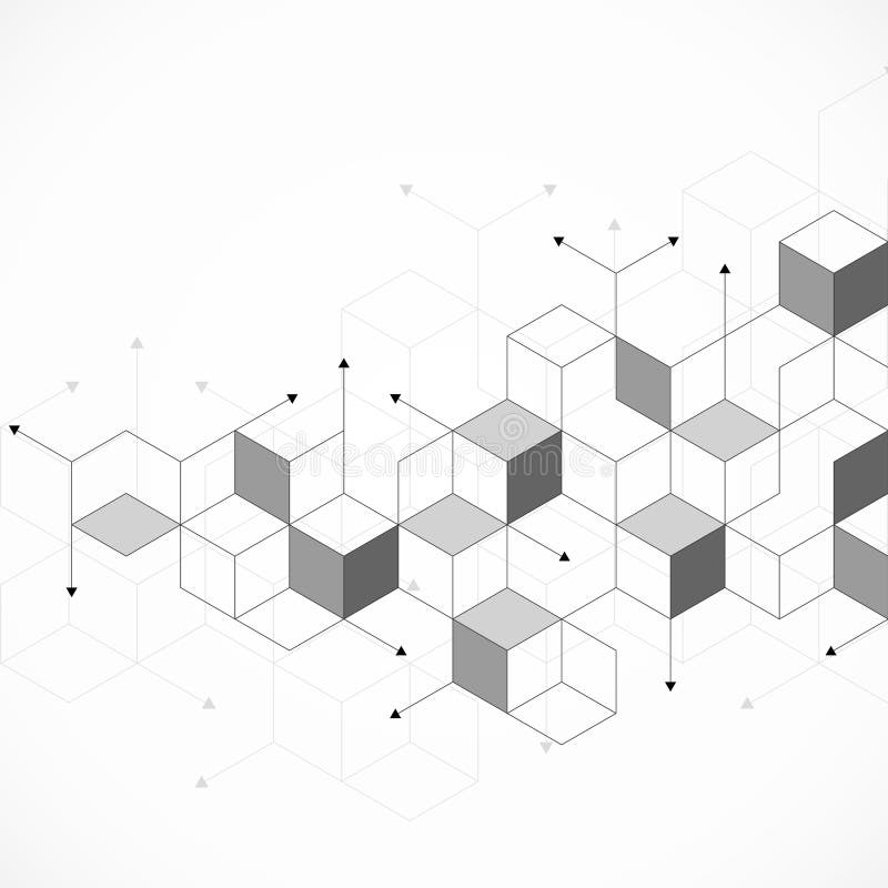 Abstract Geometric Background with Isometric Vector Blocks, Polygon ...