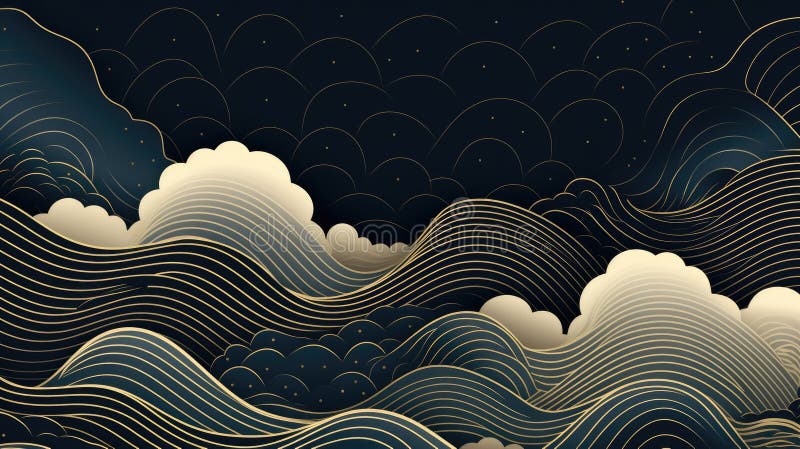 Abstract Geometric Background in Japanese Wave Style Stock Image ...