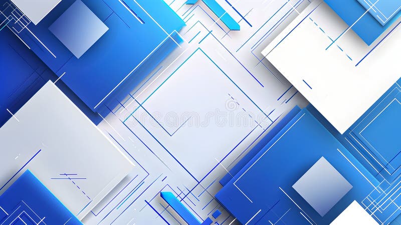 Abstract Geometric Background with Layered Blue and White Squares and ...
