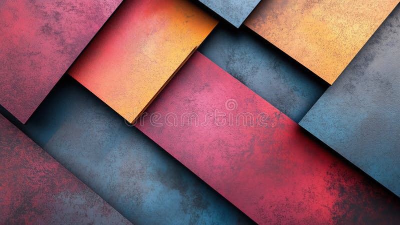 Abstract Geometric Background with Layered Surfaces in Red, Orange, and ...