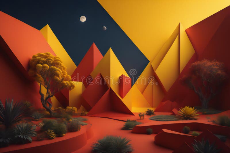 Abstract Geometric Background. Minimal Scene with Primitive Shapes ...