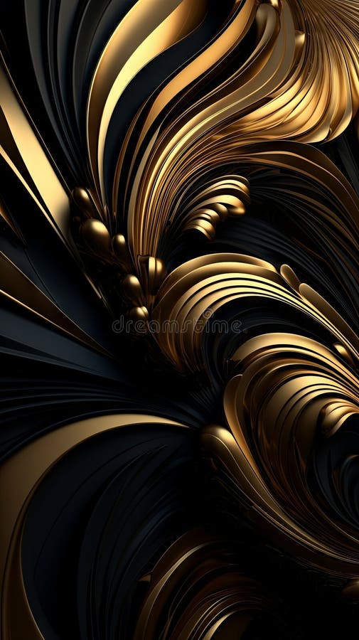 Abstract Geometric Background, Modern Wallpaper with Black Forms, AI ...