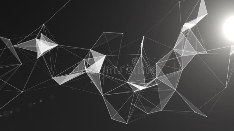 Abstract Geometric Background with Moving Lines, Dots and Triangles. Plexus Fantasy Abstract ...