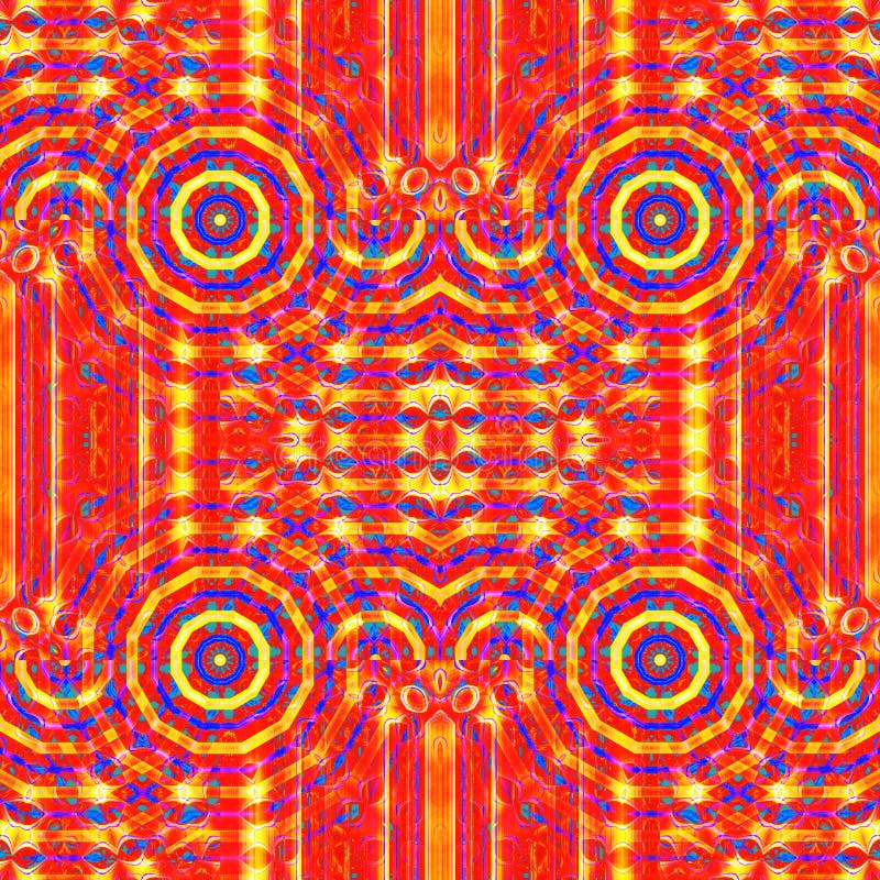 Regular Round Ornamental Pattern Red Orange Yellow Blue and Purple ...