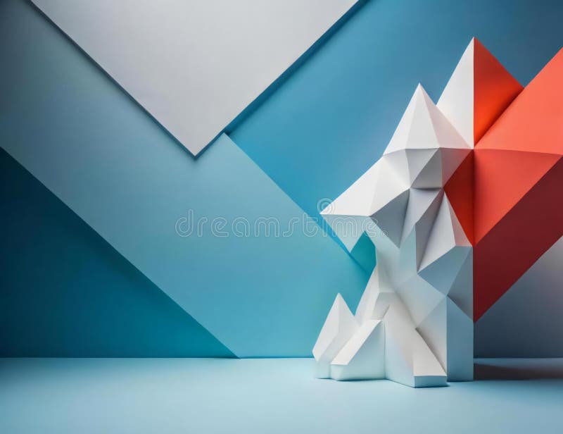 Abstract Geometric Background with Paper Origami Trees. Generative Ai ...
