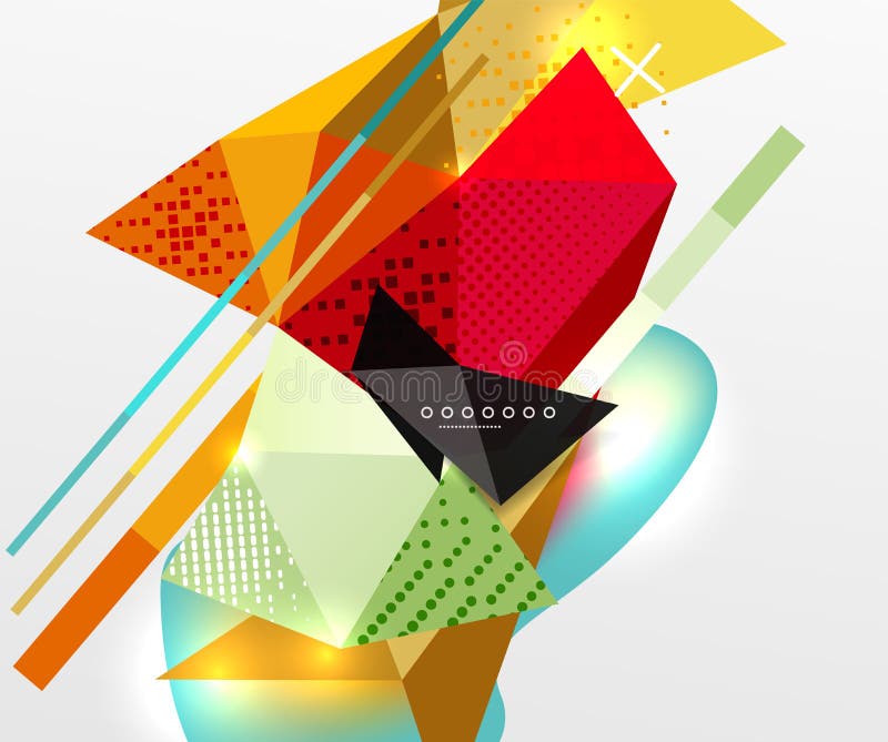 Abstract Geometric Background, Polygonal Triangle Elements, Lines and ...