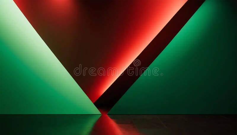 Abstract Geometric Background: Red and Green Triangles, Modern ...