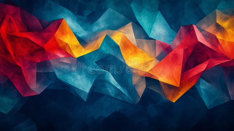 Abstract Geometric Background with Red Orange Blue Polygons Stock ...