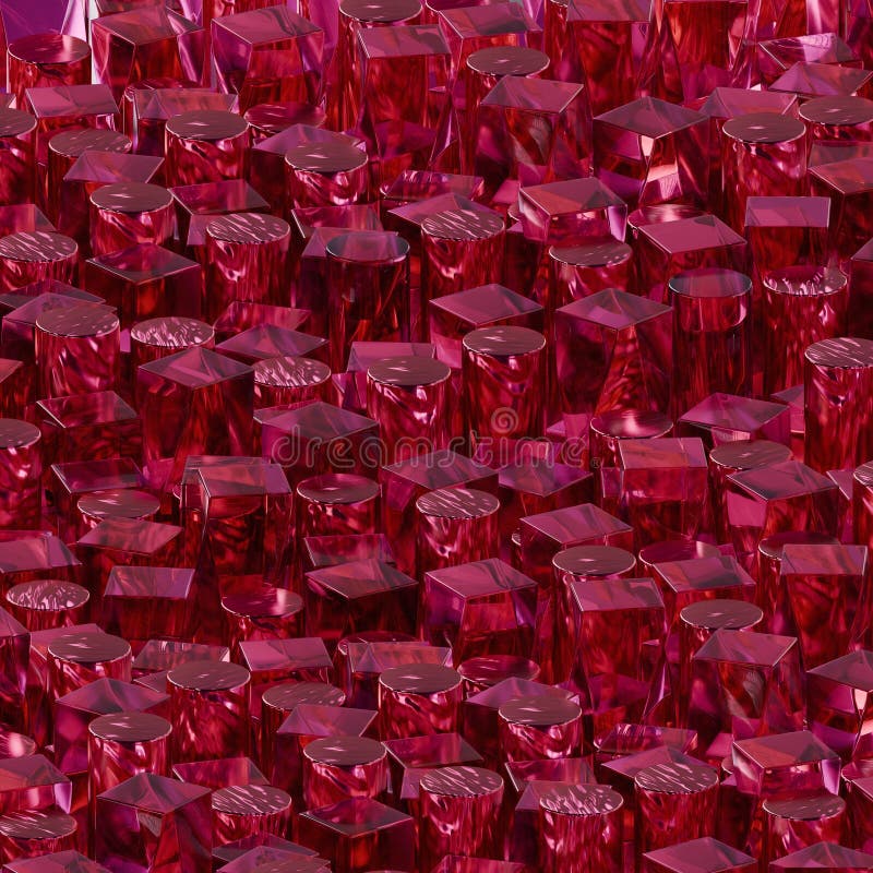 Abstract Geometric Background in Red Shade. Photographic Three-dimensional Visualization in a ...