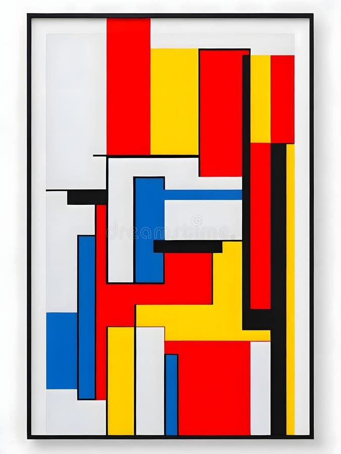 Abstract Geometric Background with Red, Yellow and Blue Elements in De ...