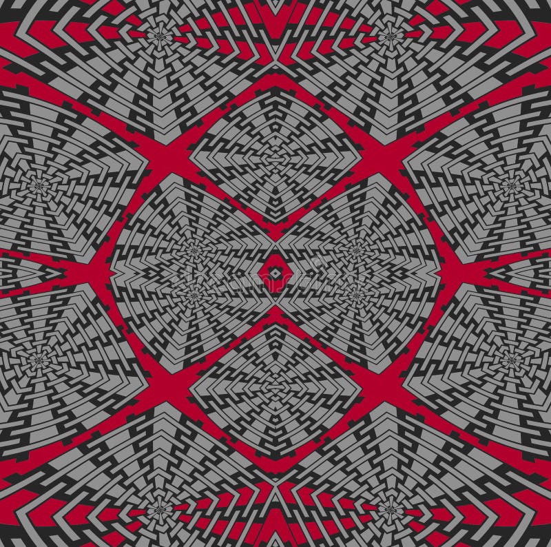 Regular Intricate Squares Pattern Red Gray Black Stock Illustration ...