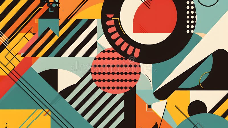 Abstract Geometric Background with Retro Patterns Stock Illustration ...