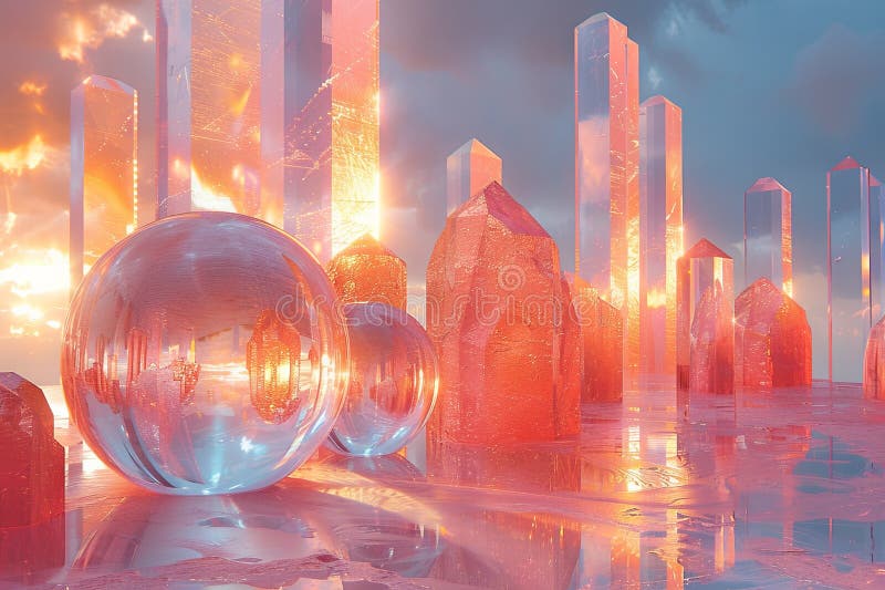 Abstract Geometric Background with Round Shapes and Buildings Cells ...