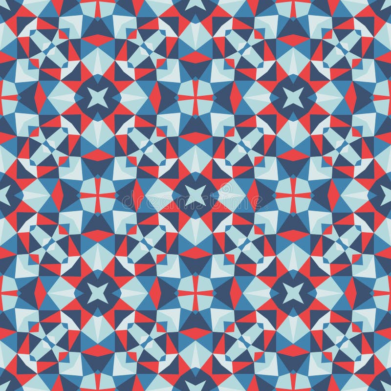 Abstract Geometric Background. Seamless Pattern Design. Blue and Red ...