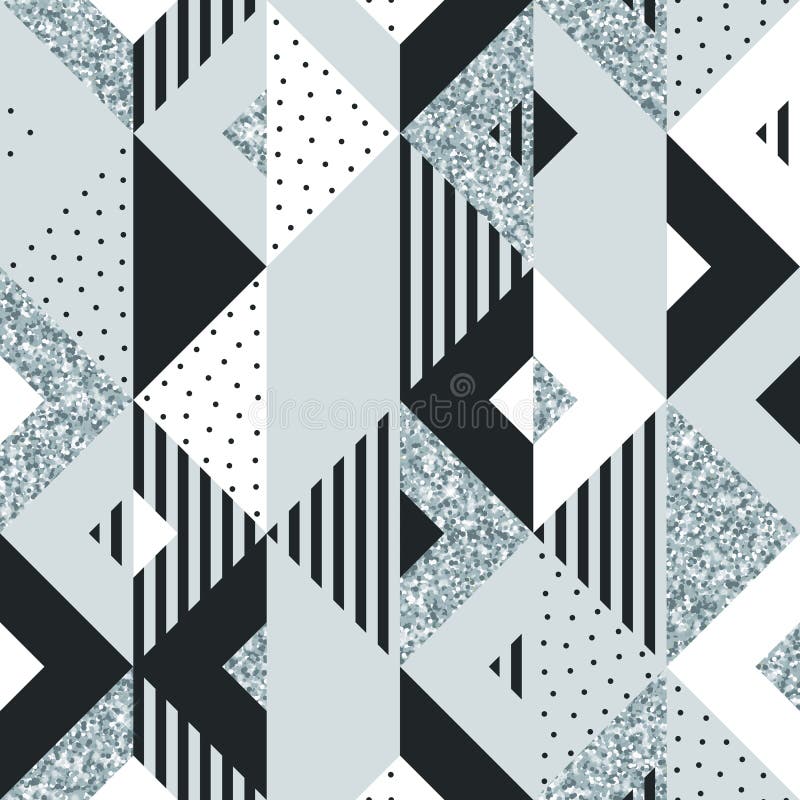 Abstract Geometric Background of Silver Glitter Square and Triangle ...