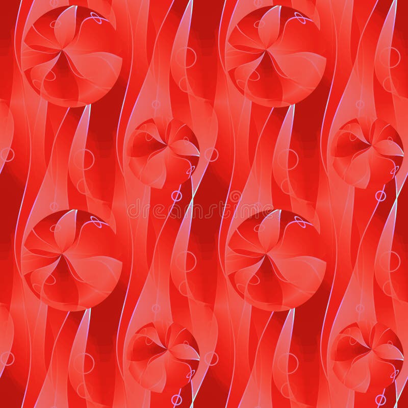Regular Wavy Lines and Circles Pattern Red Shades Vertically Dimension ...