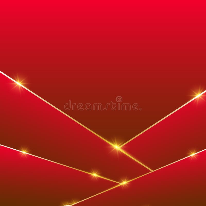 Abstract Geometric Background with Vector Red Triangles and Gold Border ...