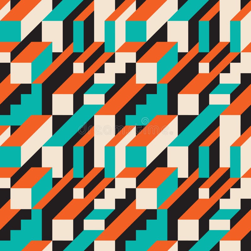 Abstract Geometric Background Vector Seamless Pattern with 3D Volume ...