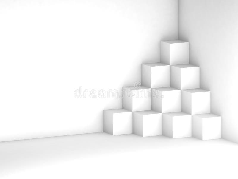 Abstract Geometric Background with White Cubes 3 D Stock Illustration ...