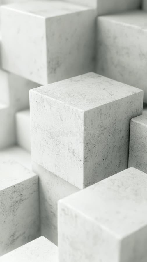 Abstract Geometric Background with White Cubes in a Minimalist 3D ...