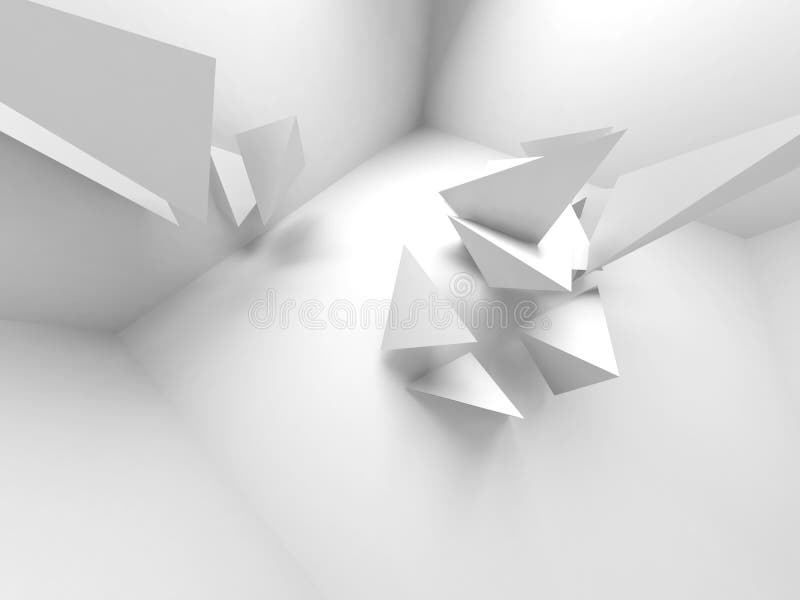 Abstract Geometric Background, White Triangular Objects Installation ...