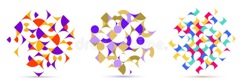 Abstract Geometric Backgrounds Set Isolated Over White, Vector Design ...