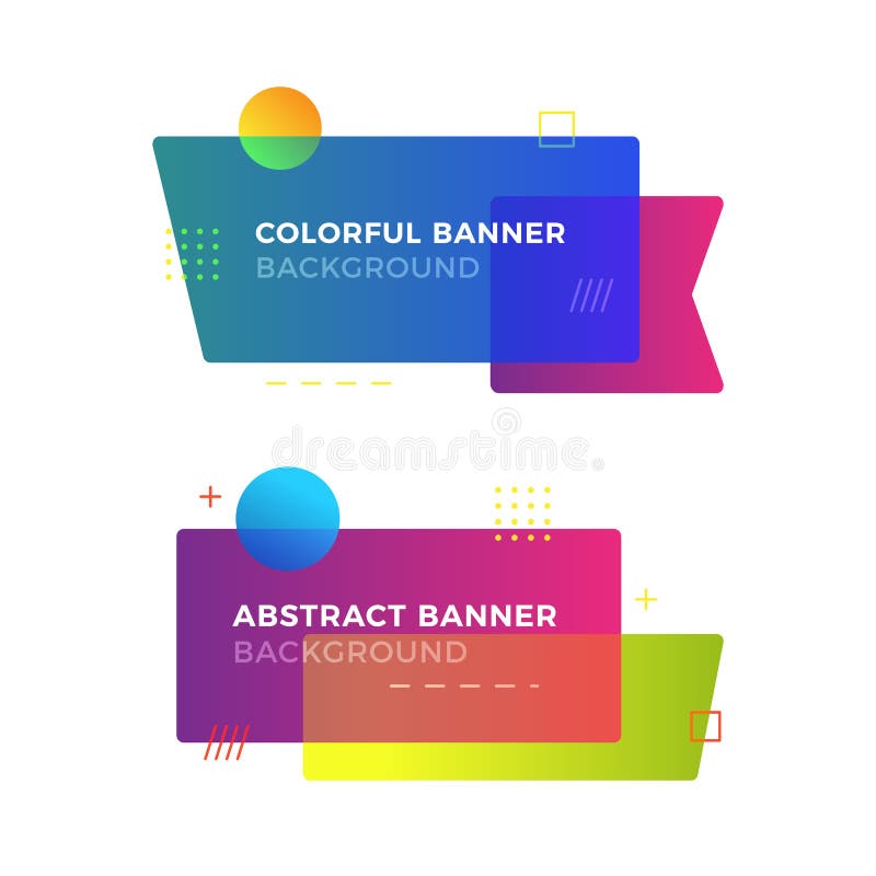 Abstract Geometric Banner in Memphis Design Style with Different Shapes ...