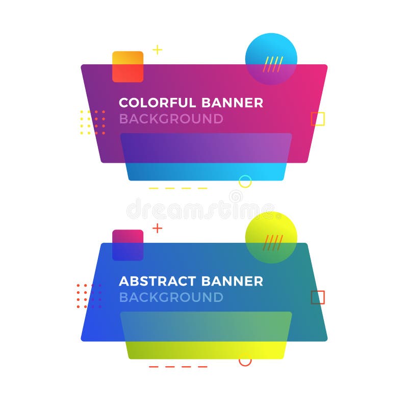 Abstract Geometric Banner in Memphis Design Style with Different Shapes ...