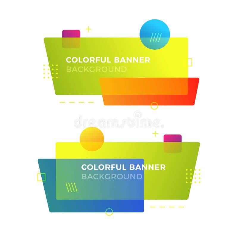 Abstract Geometric Banner in Memphis Design Style with Different Shapes ...